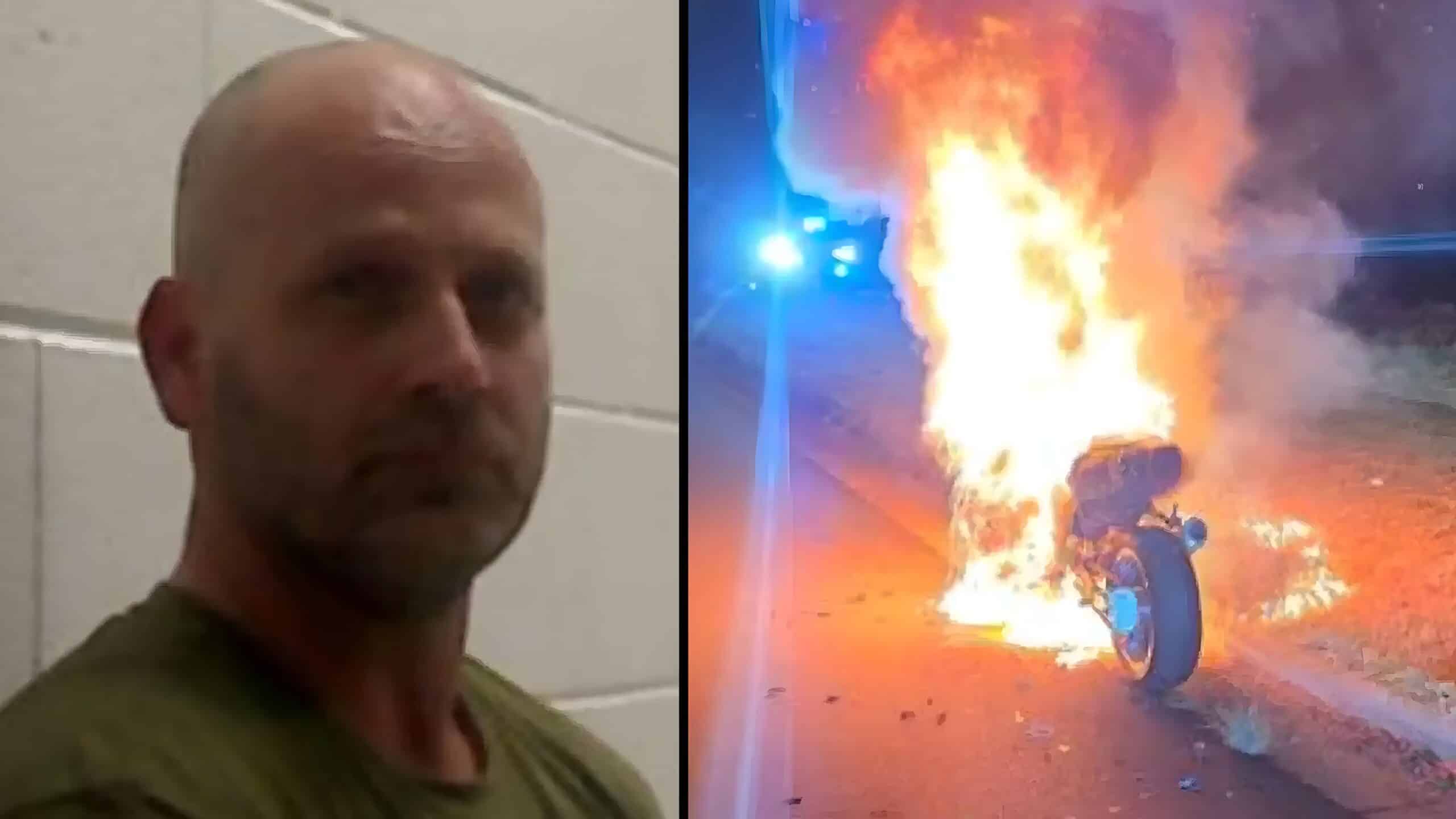 180 MPH Motorcycle Chase Ends in Arrest After Bike Bursts Into Flames